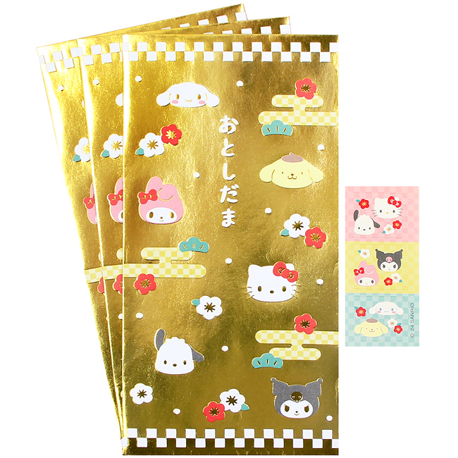 Buy Sanrio Characters Plum Blossom Metallic Golden Slim Envelope Set of ...